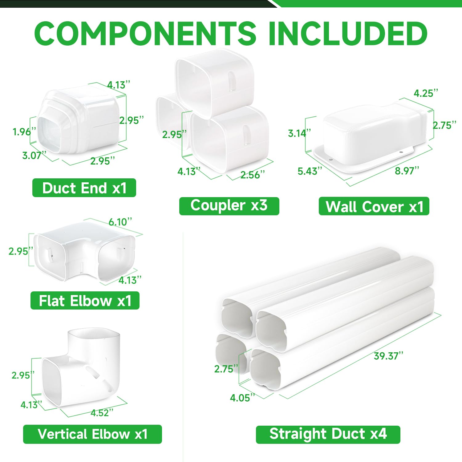 Cestluck 4'' 14 Ft Mini Split Line Set Cover, PVC & PP Line Cover Set Universal for Mini Split AC & Central AC