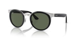 ray-ban rb3710 bonnie round sunglasses, black on silver/dark green, 50 mm