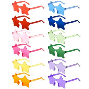 geopty 12 pack colorful star sunglasses bulk candy color rimless star shaped party sunglasses for women set