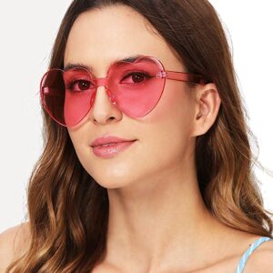 LIULIUBTY Heart Shaped Rimless Sunglasses, Jelly Fudge Series Bachelor Party Cool Sunglasses 8 Pack, Colors Funky Glasses Party Favors (Mixed Colors)