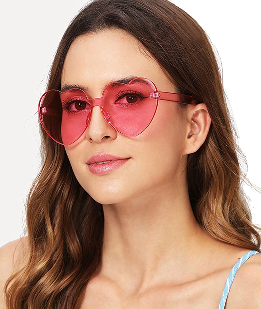 LIULIUBTY Heart Shaped Rimless Sunglasses, Jelly Fudge Series Bachelor Party Cool Sunglasses 8 Pack, Colors Funky Glasses Party Favors (Mixed Colors)