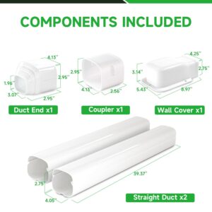 Cestluck 4'' 7.5 Ft Mini Split Line Set Cover, PVC & PP Line Cover Set Universal for Mini Split AC & Central AC