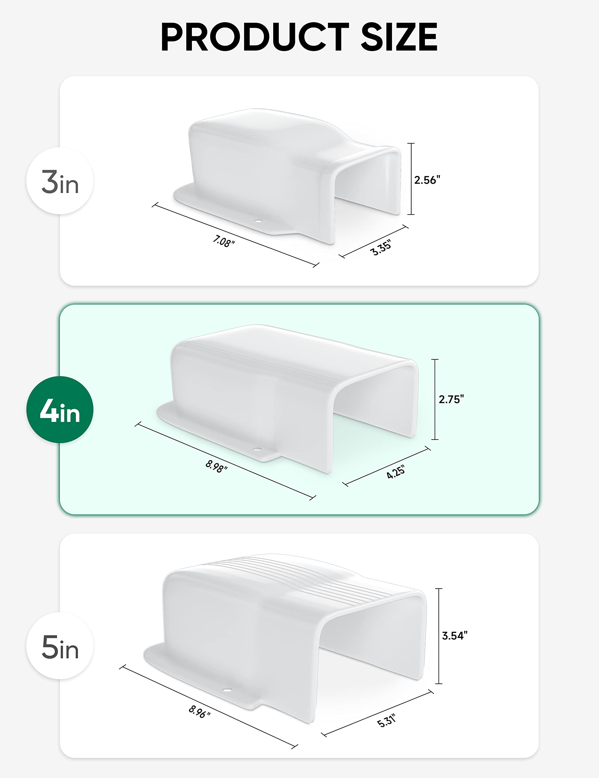 Plusluck 4" Entry Wall Cover Line Cover Set Parts PVC Accessory for Decorative for Ductless Mini Split, Central AC and Heat Pumps