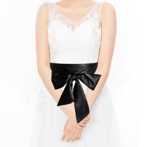 obmwang Wedding Satin Sash Belt for Special Occasion Dress Bridal Sash 4'' Wide Double Side, Black