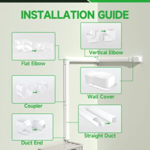 Cestluck 4'' 14 Ft Mini Split Line Set Cover, PVC & PP Line Cover Set Universal for Mini Split AC & Central AC