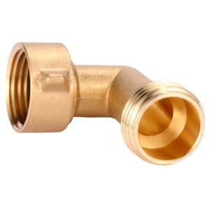 Sanpaint 2 Pack Garden Hose Elbow Connector 90 Degree Brass Hose Elbow, 3/4" Heavy Duty Hose Adapter with 4 O-rings Brass Garden Hose Elbow Solid Brass Adapter