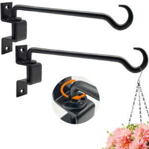 greemov 16 inch 2 pack swivel plant hangers outdoor heavy duty - black iron plant hanging hook bracket for flowers baskets pots bird feeder lanterns wind chimes