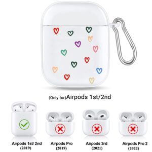 Case for Airpod Case 2nd Generation,Airpod Case Cute 1st Generation,Heart Cute Airpods Case,Clear Kawaii Airpod Case Cute Cover with Keychain for Women Girls (Mixed Heart 1st/2nd Case)