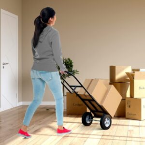 Nightcore Hand Truck 660 LBS Capacity, Heavy-Duty Dolly Cart w/P-Handle, All-Terrain Double Bearing Wheels, Foldable & Space-Saving Hand Cart for Home, Warehouse, Garage, Backyard (Black)