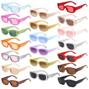 yqvie 20 pack rectangle sunglasses bulk for women men colorful fashion glasses for bachelorette party (20color)