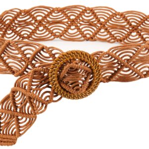 Suyi Boho Belt for Women Braided Woven Belts Bohemian Waist Belts for Dress Brown