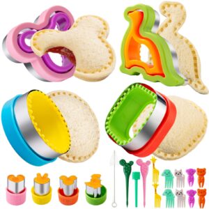 sandwich cutter for kids lunch 22 pcs (large), nifogo sandwich maker, cookie cutters and sealer set, bread decruster, dinosaur mickey square circle shape for boys girls