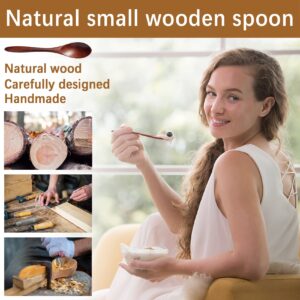 Hefild 7 PCS Small Wooden Spoons, 5.8 Inch Honey Spoons for Tea, Hardwood Wooden Honey Teaspoon for Coffee, Little Tiny Wood Spoons, Bamboo Table Spoon for stirring, Wooden Spoons for Utensils Set