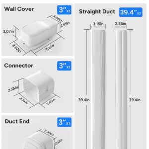 Toutgood 3'' 7.5Ft Line Set Cover Kit for Mini Split Ductless Air Conditioners and Heat Pumps, Central AC Decorative Upgraded UV-Proof Strong& Durability PVC Pipe