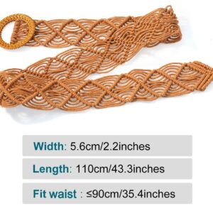 Suyi Boho Belt for Women Braided Woven Belts Bohemian Waist Belts for Dress Brown