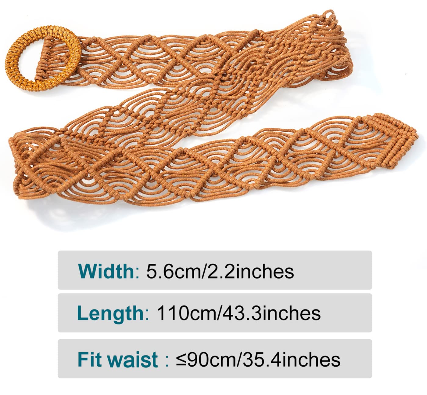 Suyi Boho Belt for Women Braided Woven Belts Bohemian Waist Belts for Dress Brown