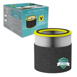 germguardian filter v hepa pure genuine air purifier replacement filter, removes 99.97% of pollutants for models ac3000w, ac3000b, ac3050, ap3151 and ac151, black/yellow, flt151