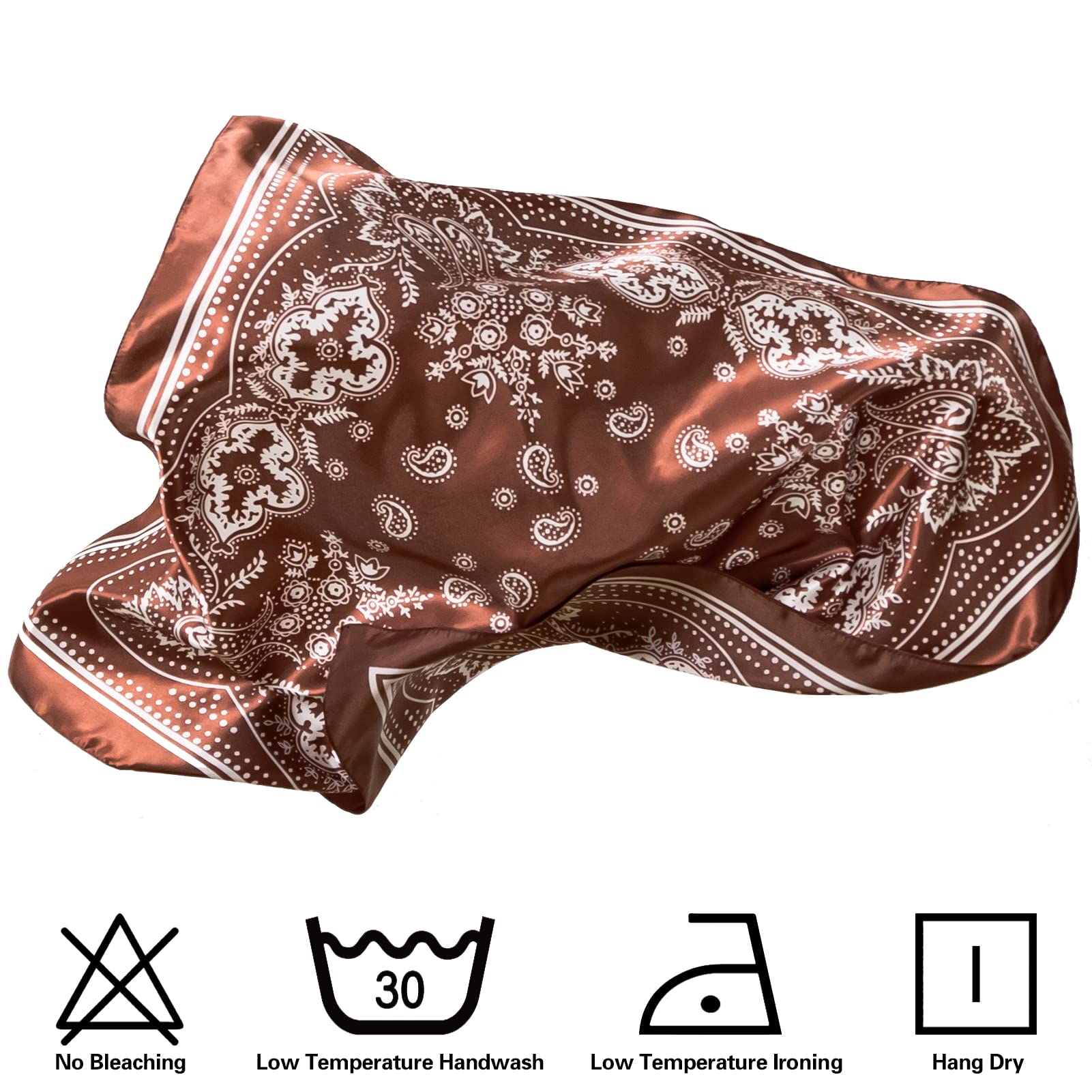 HBselect 4PCS Head Scarf for Women 35” Head Scarves Silk Like Satin Neck Scarfs Square Bandana Hair Wraps Scarf for Sleeping