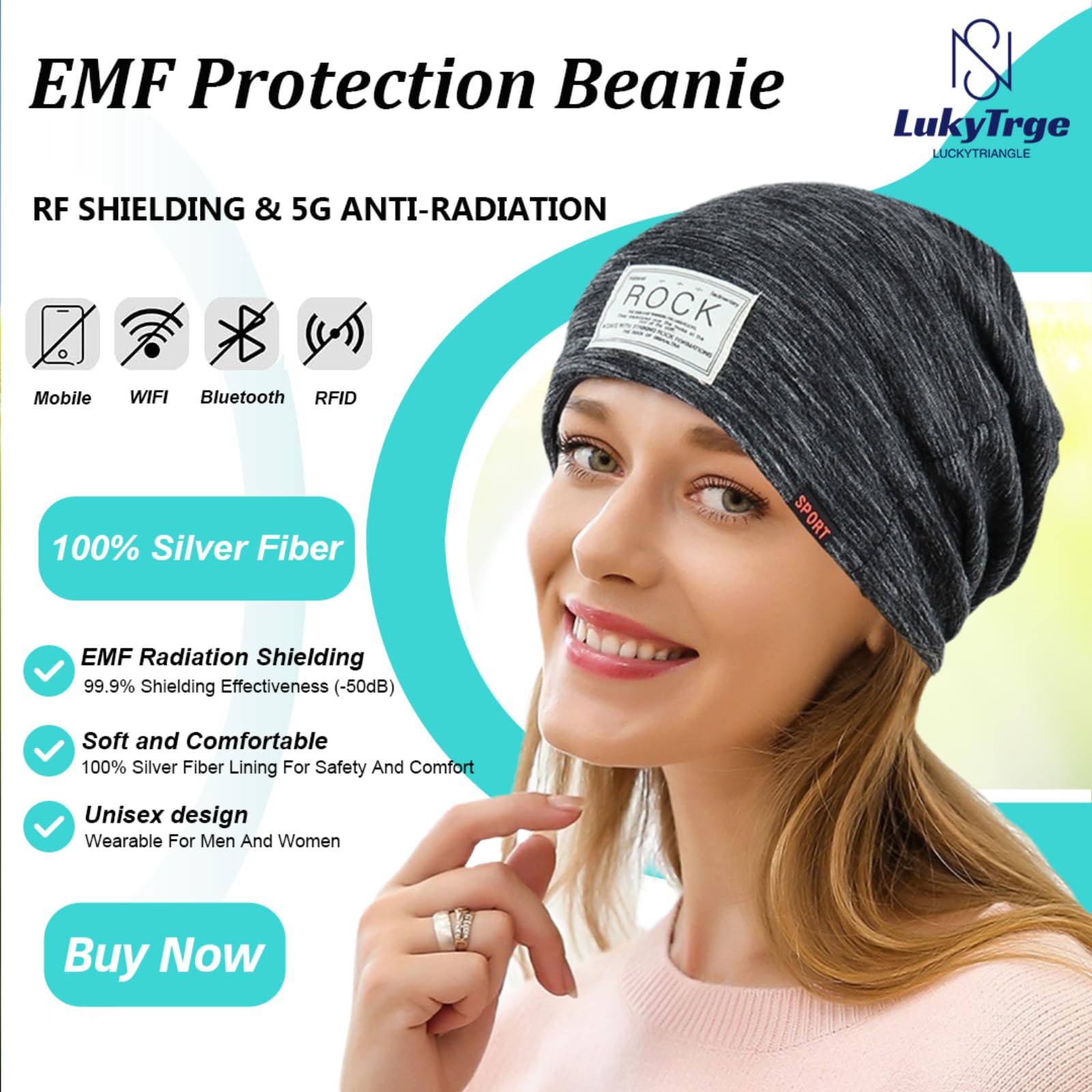 ZAMAKS EMF Protection Beanies Cap, Unisex Faraday Hat, Microwave Radiation Blocking Stretch Cap Black