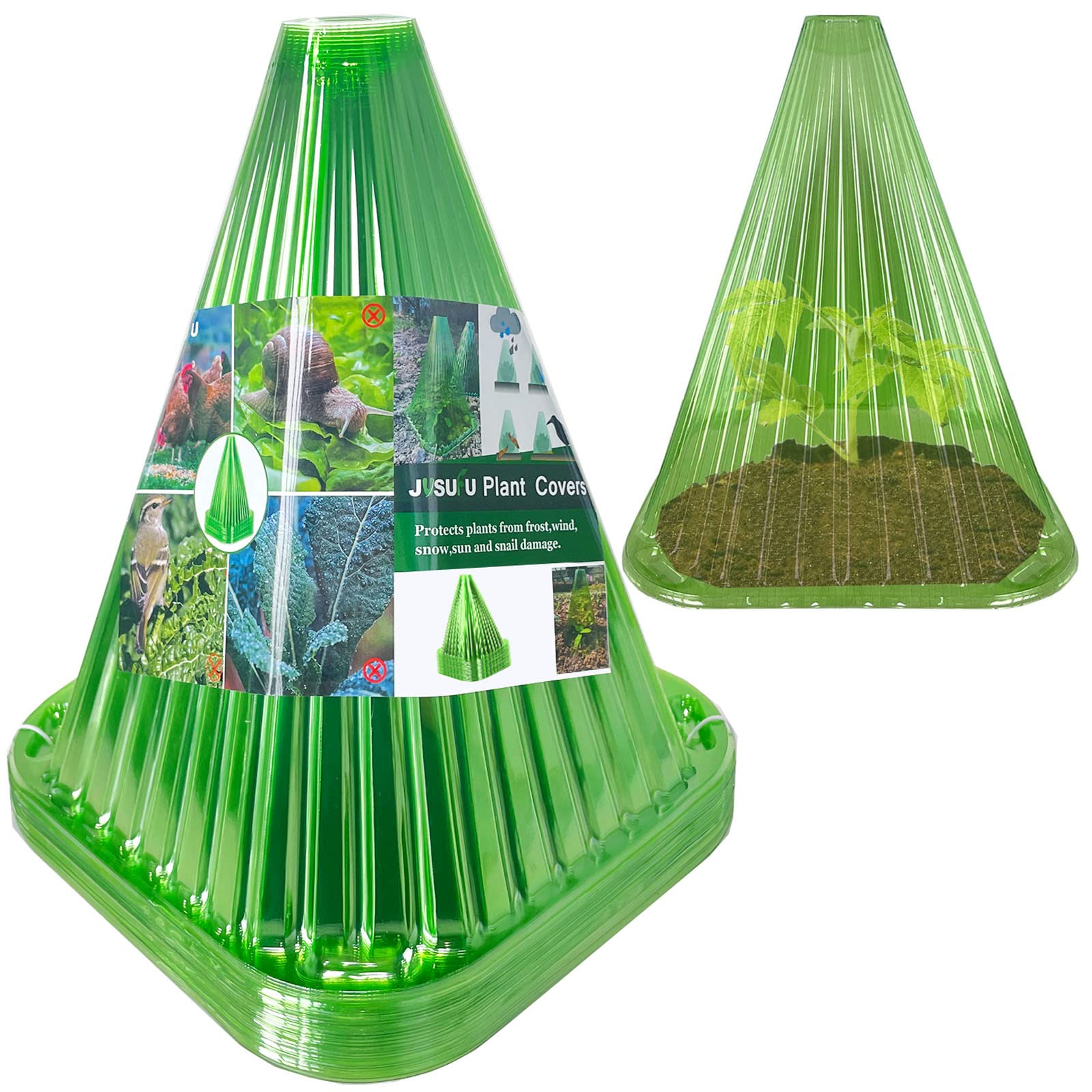 JUSUFU Garden Cloches for Plants, 20 Pack Plant Covers Reusable Plant Bell Cover Protects Plants from Birds, Frost,Snails Etc.