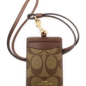 Coach ID Lanyard in Assorted Colors (Signature Canvas, Khaki - Saddle 2)