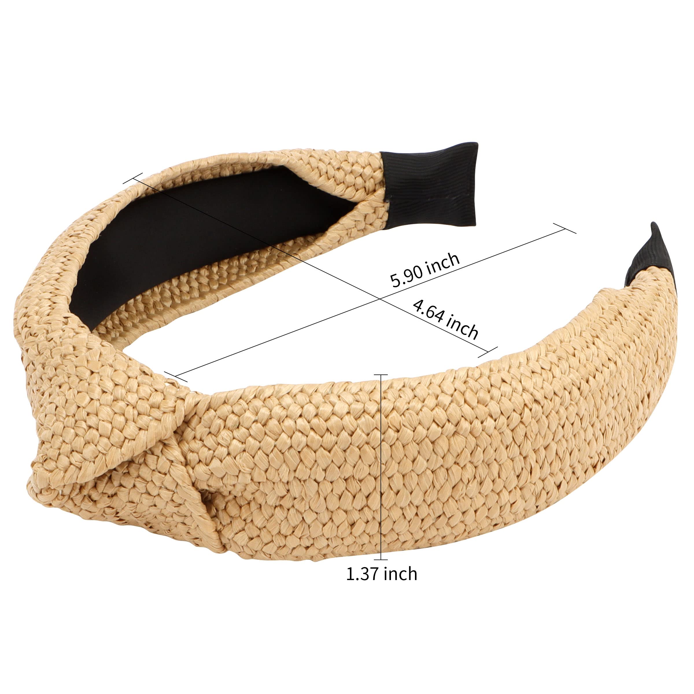 Vovii 3Pcs Knotted Straw Headbands for Women, Brown - Hair Accessories for Women Girls. Chic and Elegant Design, Comfortable and Secure Fit, Reliable Quality, Versatile for Various Occasions