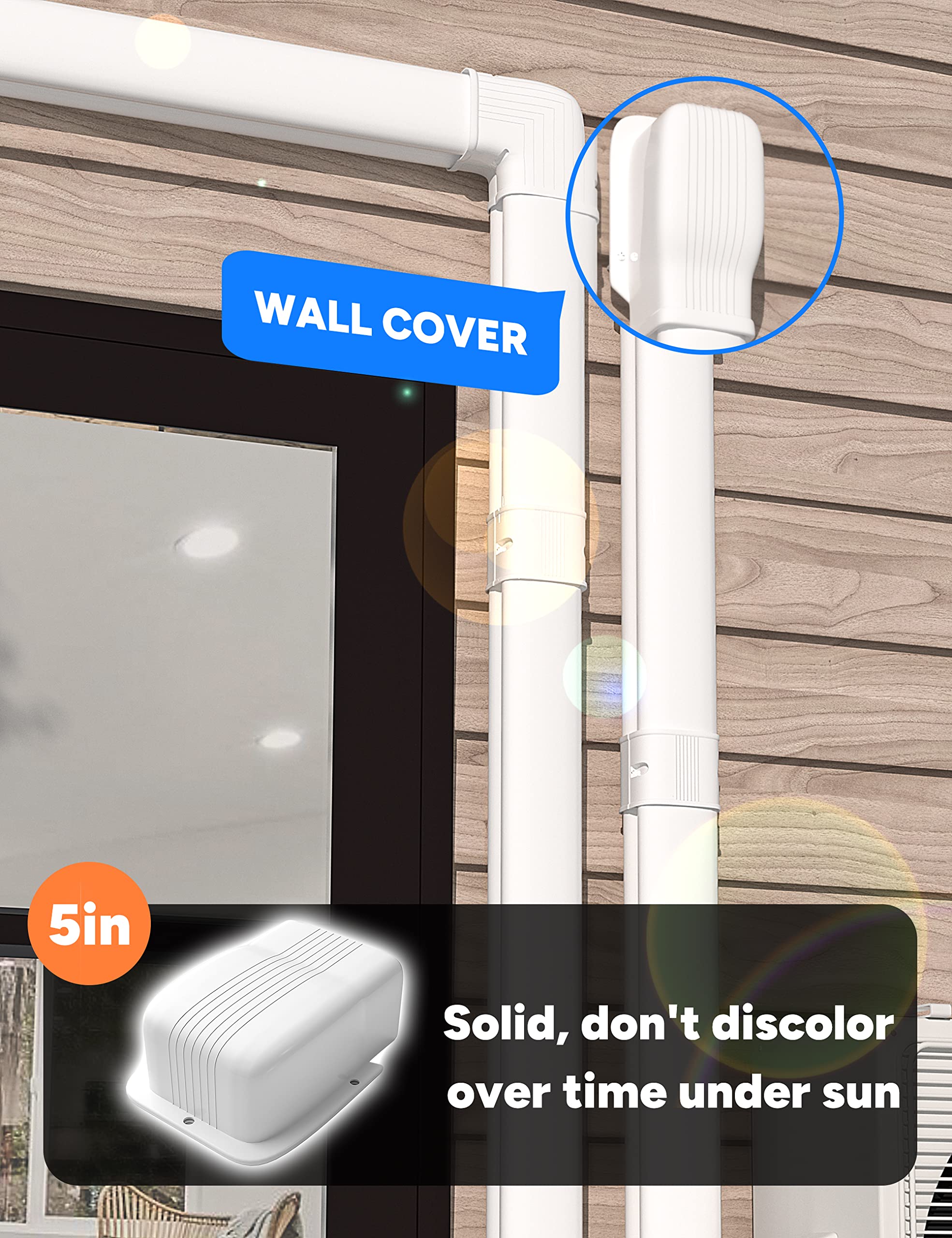 Toutgood 5'' Entry Wall Cover Line Set Cover Kit Accessories for Ductless Air Conditioners and Heat Pumps, PP Decorative Upgraded UV-Proof Strong& Durability