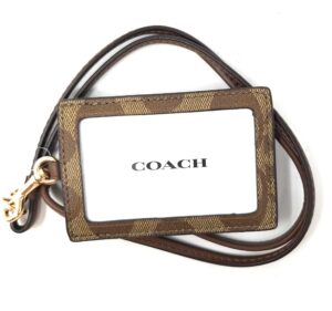 coach id lanyard in assorted colors (signature canvas, khaki - saddle 2)