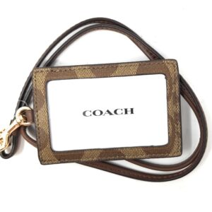 Coach ID Lanyard in Assorted Colors (Signature Canvas, Khaki - Saddle 2)