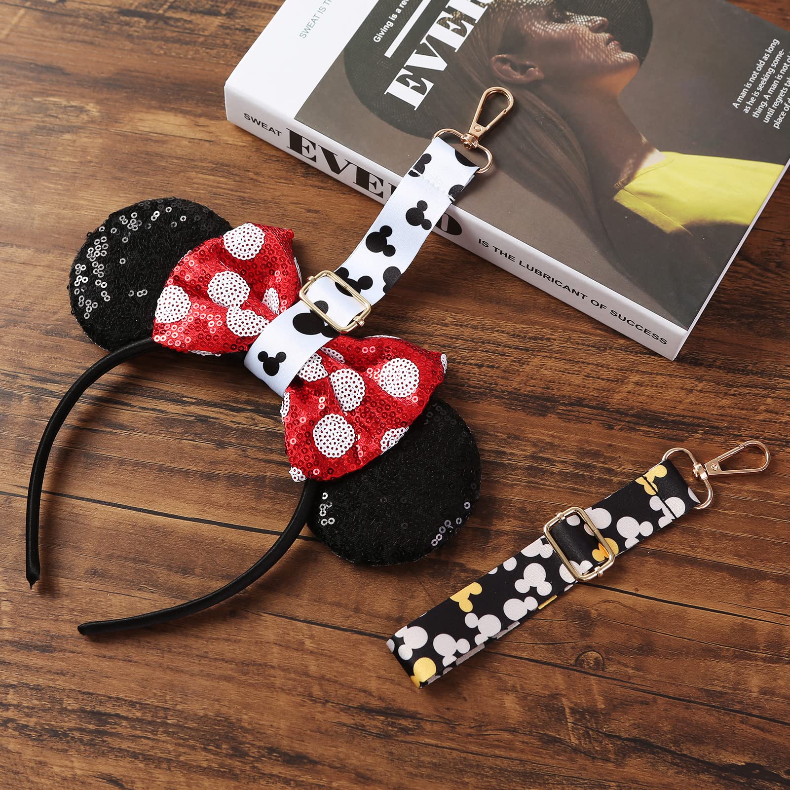 2Pcs Mouse Ear Holder for Backpack Bag Headband Holder Lanyard Strap Keychain Trip Accessories Hanging Display Decor Organizer Short