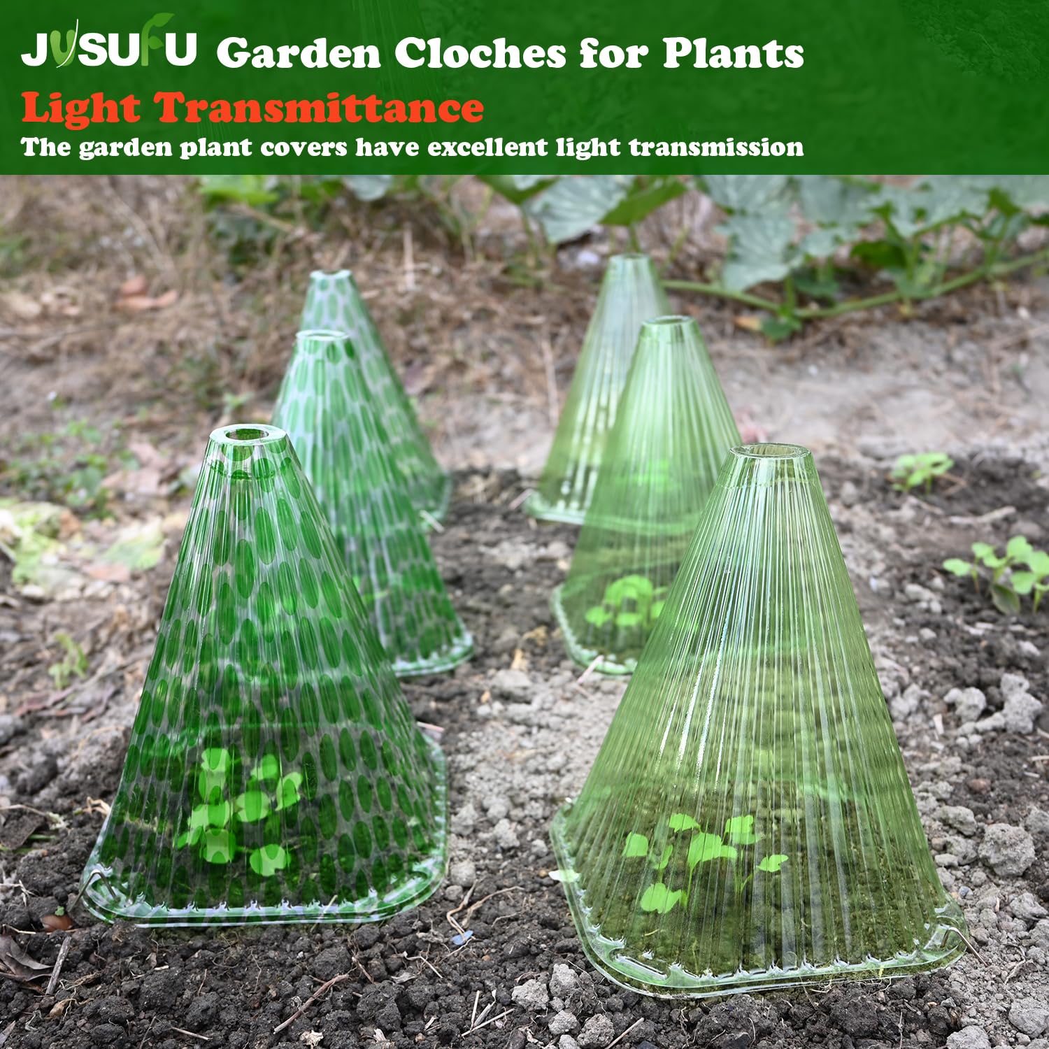 JUSUFU Garden Cloches for Plants, 20 Pack Plant Covers Reusable Plant Bell Cover Protects Plants from Birds, Frost,Snails Etc.