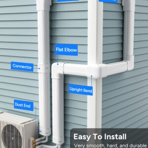 Toutgood 3'' 7.5Ft Line Set Cover Kit for Mini Split Ductless Air Conditioners and Heat Pumps, Central AC Decorative Upgraded UV-Proof Strong& Durability PVC Pipe