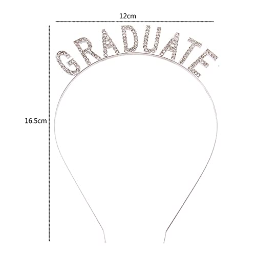 Soochat Graduation Headband Rhinestone Graduate Letter Hairband for Women Girls Party Decorations Supplies (Silver)