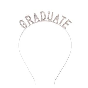 soochat graduation headband rhinestone graduate letter hairband for women girls party decorations supplies (silver)