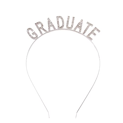 Soochat Graduation Headband Rhinestone Graduate Letter Hairband for Women Girls Party Decorations Supplies (Silver)