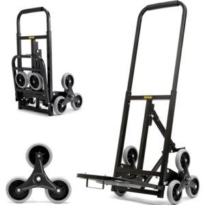 VEVOR Stair Climbing Hand Truck, Heavy-Duty Hand Cart Dolly 375 lbs Load Capacity, Foldable Stair Climber Hand Trucks with Adjustable Handle, All Terrain Cart for Stairs with 10 Wheels