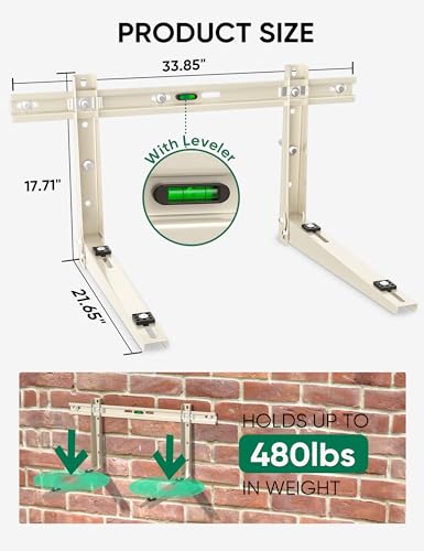 Plusluck Mini Split Wall Mounting Bracket for 18000-24000 BTU Mini Split Air Conditioner with Leveler Universal Ductless AC and Heat Pump Systems Outdoor