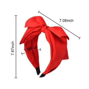 Kilener Red Bow Headband with Big Bowknot - Hair Hoop and Top Knot Bow Accessories for Women and Girls