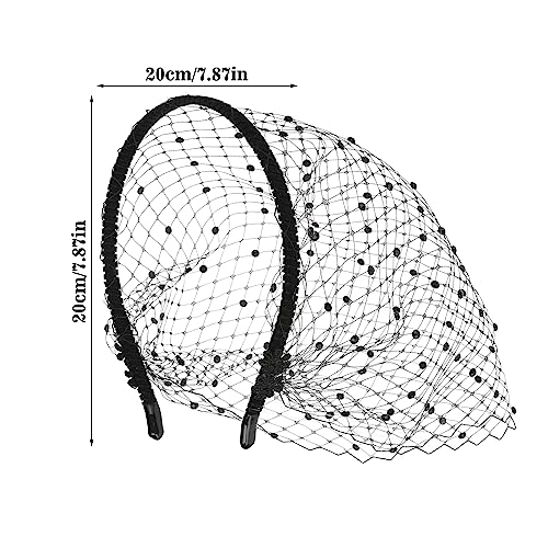 Lusofie Black Mesh Veil Headband 1920s Headpiece for Women Bridal Wedding Tea Party Fascinator Veil for Women