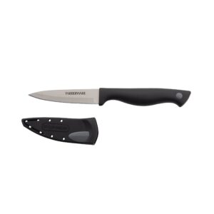 farberware edgekeeper 3.5-inch paring knife with self-sharpening blade cover, high carbon-stainless steel kitchen knife with ergonomic handle, razor-sharp knife, black