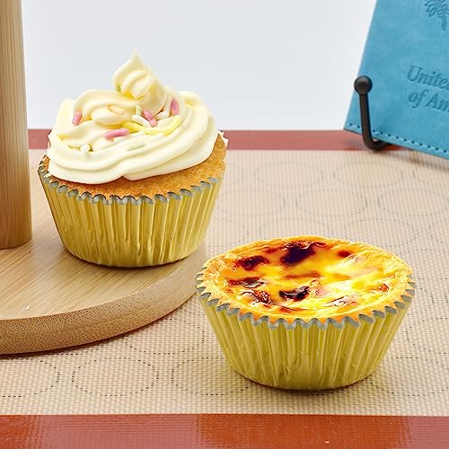 200 Pcs Gold Foil Cupcake Liners Standard Baking Cups Muffin Paper Cases