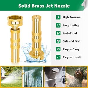 AUTOMAN Brass Hose Nozzle – High Pressure Jet Nozzles 2 Pack, Heavy Duty Sprayer for Garden Hoses, Adjustable Spray Gun, Solid Twist Water Hose Nozzle for Patio, Lawn, Car Wash, Extra 6 Rubber Washers