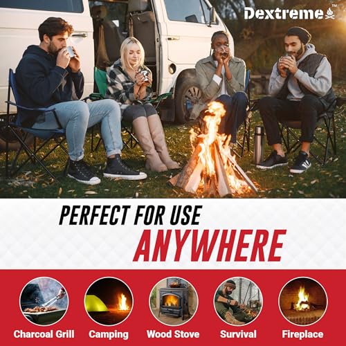 Dextreme Quick Instant Fire Starter - Waterproof All-Purpose Indoor & Outdoor Firestarter, for Charcoal Starter, Campfire, Fireplace, BBQ, Survival and Wood Stove (100 Pcs Tube)