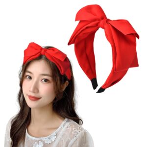 kilener red bow headband with big bowknot - hair hoop and top knot bow accessories for women and girls