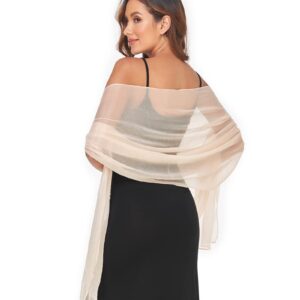 SURVODJA Women Shawls and Wraps for Evening Dress Lightweight Scarf Wedding Guest Shawl Wrap Bridesmaid Scarves(Champagne,79''×18'’)