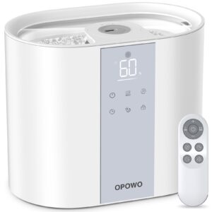 opowo humidifiers for bedroom, cool mist humidifier for baby and plants, 5.5l(1.45 gal) top fill air humidifier for large room with essential oil diffuser, sleep, timer, touch&remote control, auto off