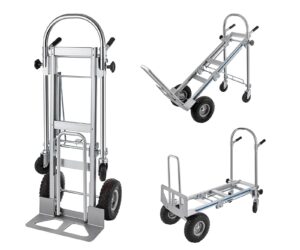 smarketbuy 3 in 1 convertible hand truck 1000 lbs weight capacity heavy duty hand truck durable aluminum and steel construction 4 wheels hand truck dolly