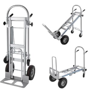 SmarketBuy 3 in 1 Convertible Hand Truck 1000 LBS Weight Capacity Heavy Duty Hand Truck Durable Aluminum and Steel Construction 4 Wheels Hand Truck Dolly