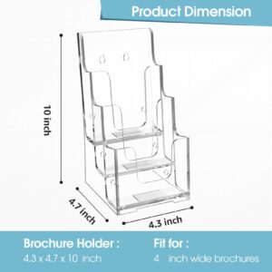 MaxGear Acrylic Brochure Holder, 4-Inch Wide 3 Tier Brochure Display Stand Clear Literature Holder Premium Acrylic Pamphlet Holder Multi Pocket, Wall Mount or Counter Top Use(2 Pack)