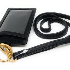 Tory Burch Emerson Leather ID Lanyard With Keyring Black